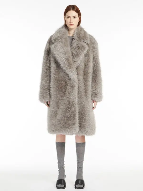 Max Mara Faux Fur Coat - Pearl Grey | Editorialist